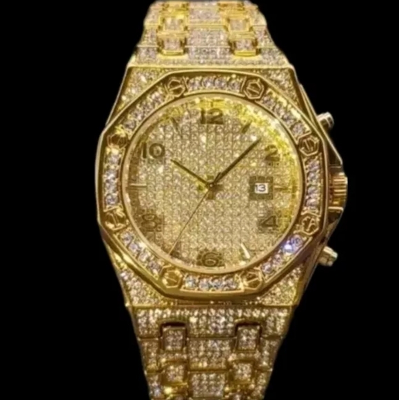 Accessories | Iced Out Mens Luxury Quartz Waterproof Goldplated Cz Hip ...